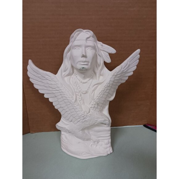Art | Ceramic Bisque White Native American Eagle Figurine Unpainted ...